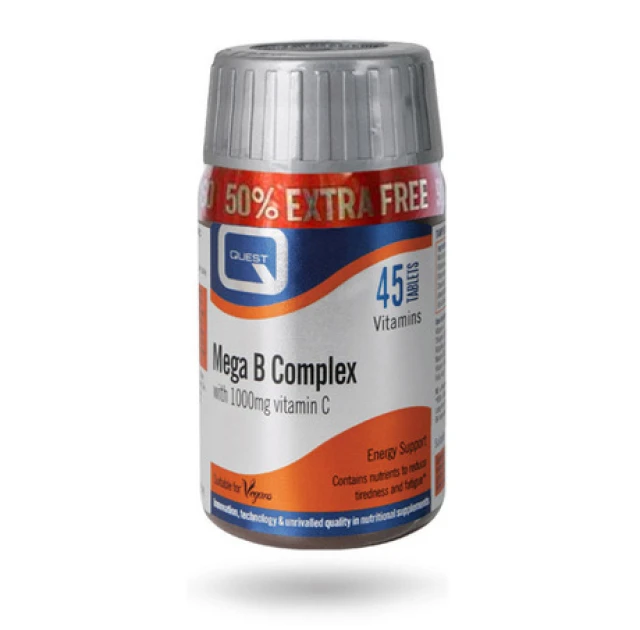 Quest Mega B Complex With Vit C, για Πνευματική & Σωματική Ηρεμία +50% Επιπλέον Προϊόν, 45Tabs ...